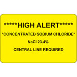 HIGH ALERT Concentrated Sodium Chloride Labels, 2¾ x 1¾ - 2407 - Health ...
