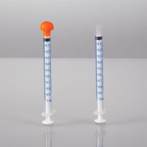 NeoMed® Oral Dispensers with Tip Caps, 1mL, Clear/Blue, 100 Pack ...